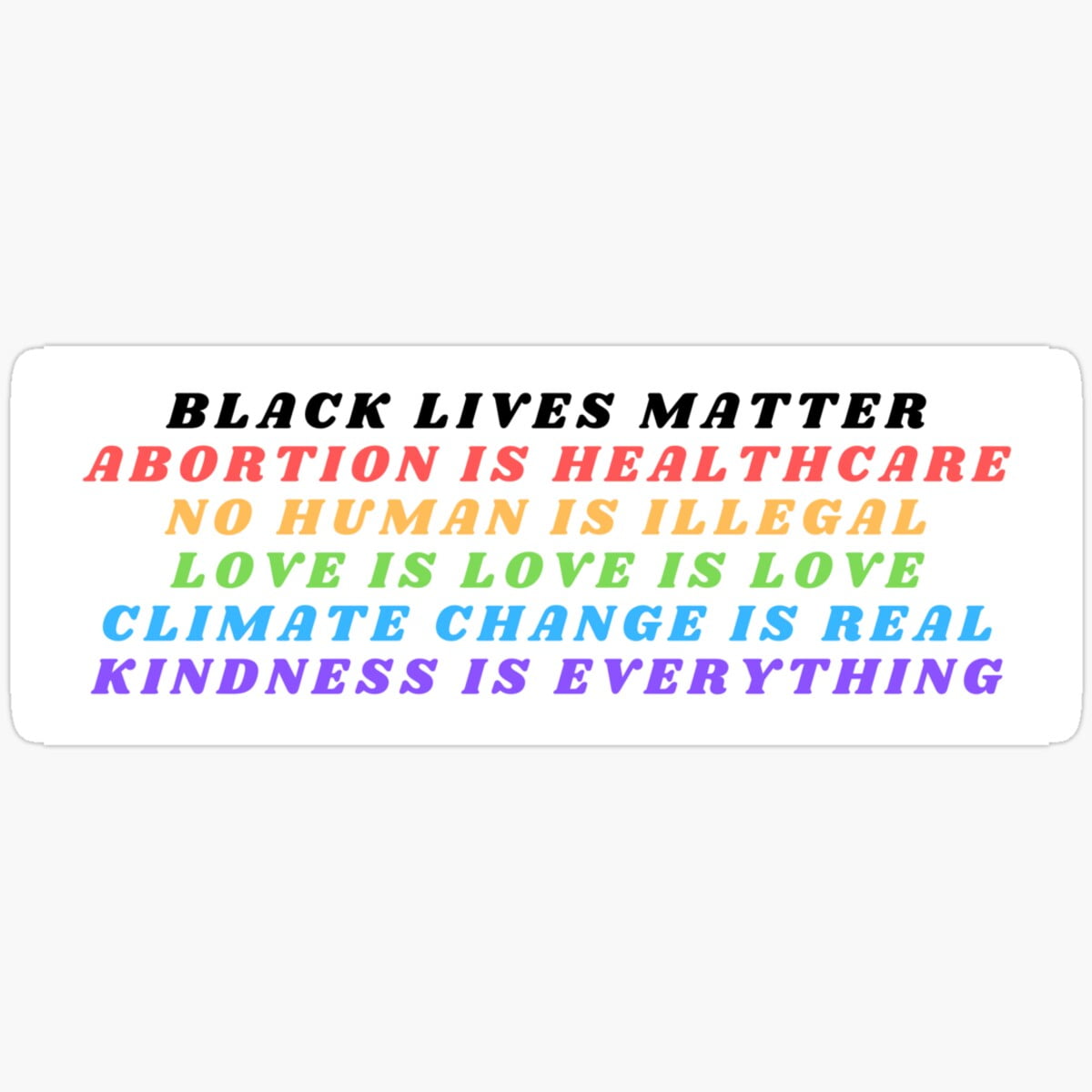 KIRAKIRA Human Rights Bumper Sticker Sticker. Gift For You - Decorate ...