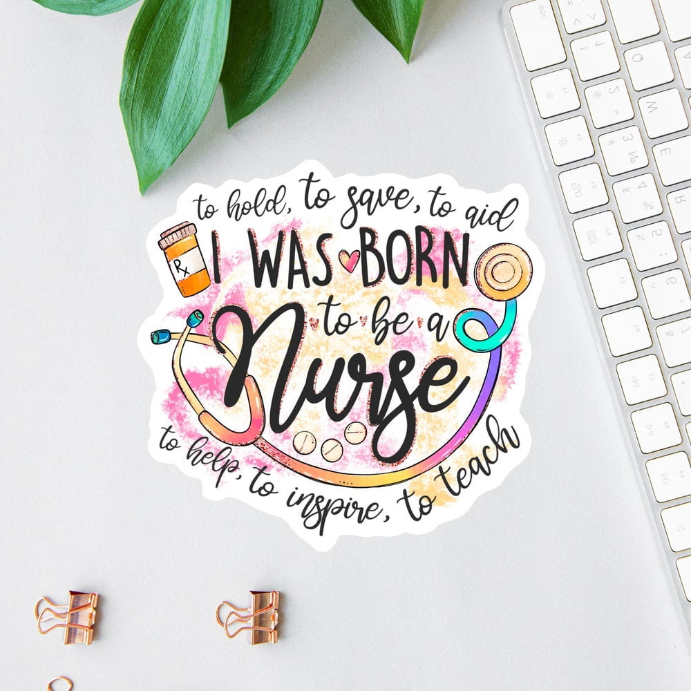 KIRAKIRA I Was Born To Be A Nurse Sticker, RN Decal, Clear Laptop Decal ...