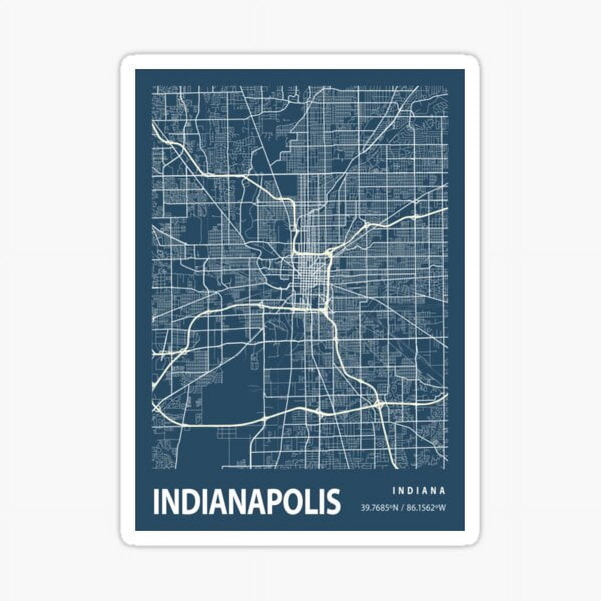 KIRAKIRA Indianapolis Blueprint City Map Sticker - Walmart.com