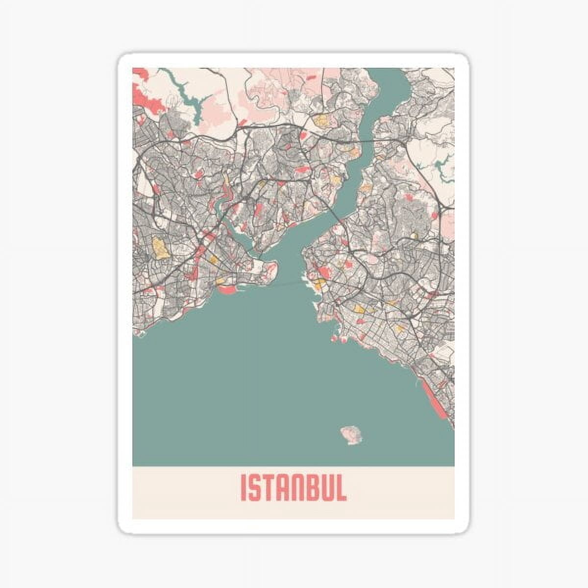 KIRAKIRA Istanbul City Map Chalk Retro City Map Sticker - Walmart.com