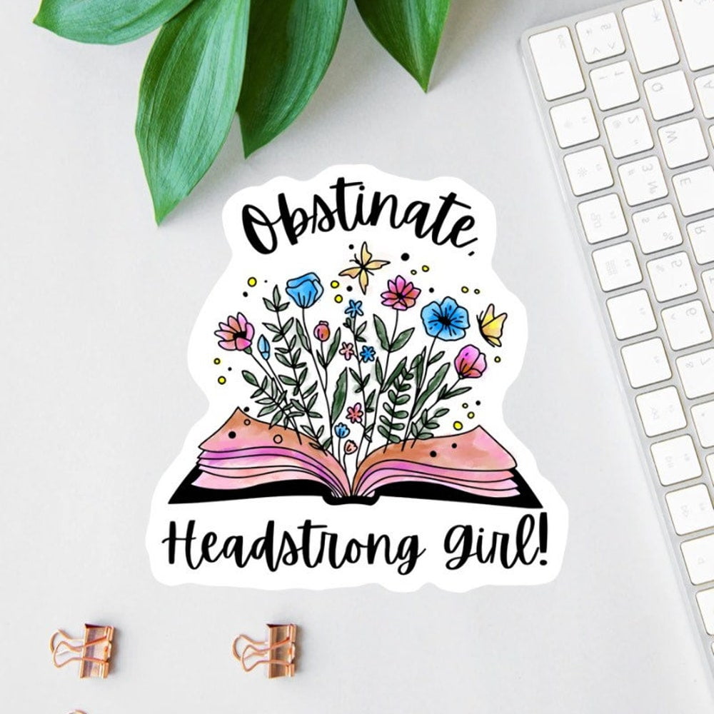 KIRAKIRA Jane Austen Sticker or Magnet | Obstinate Headstrong Girl quote | Book Lover Quote ...