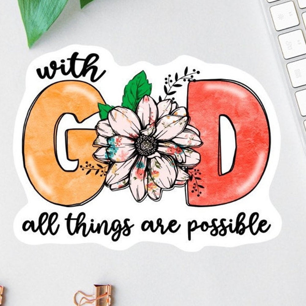 KIRAKIRA Jesus Sticker, All Things Are Possible Sticker, Bible Verse ...