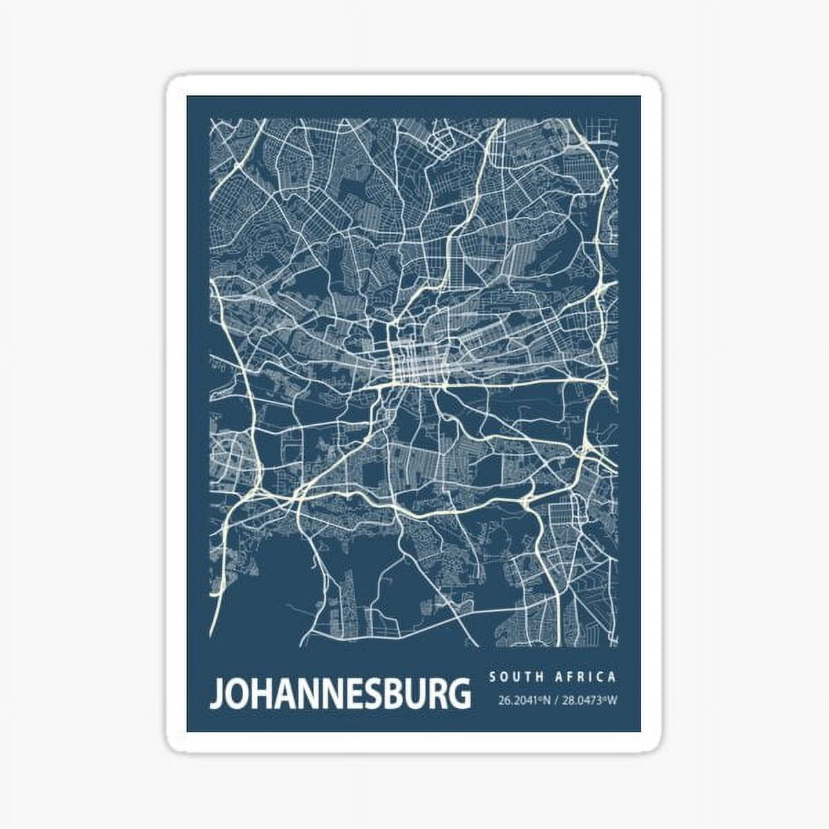 KIRAKIRA Johannesburg Blueprint City Map Sticker - Walmart.com