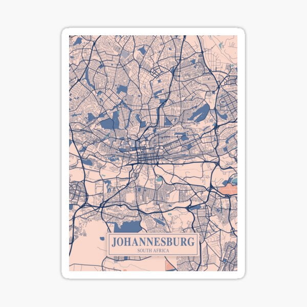 KIRAKIRA Johannesburg City Map Sticker - Walmart.com