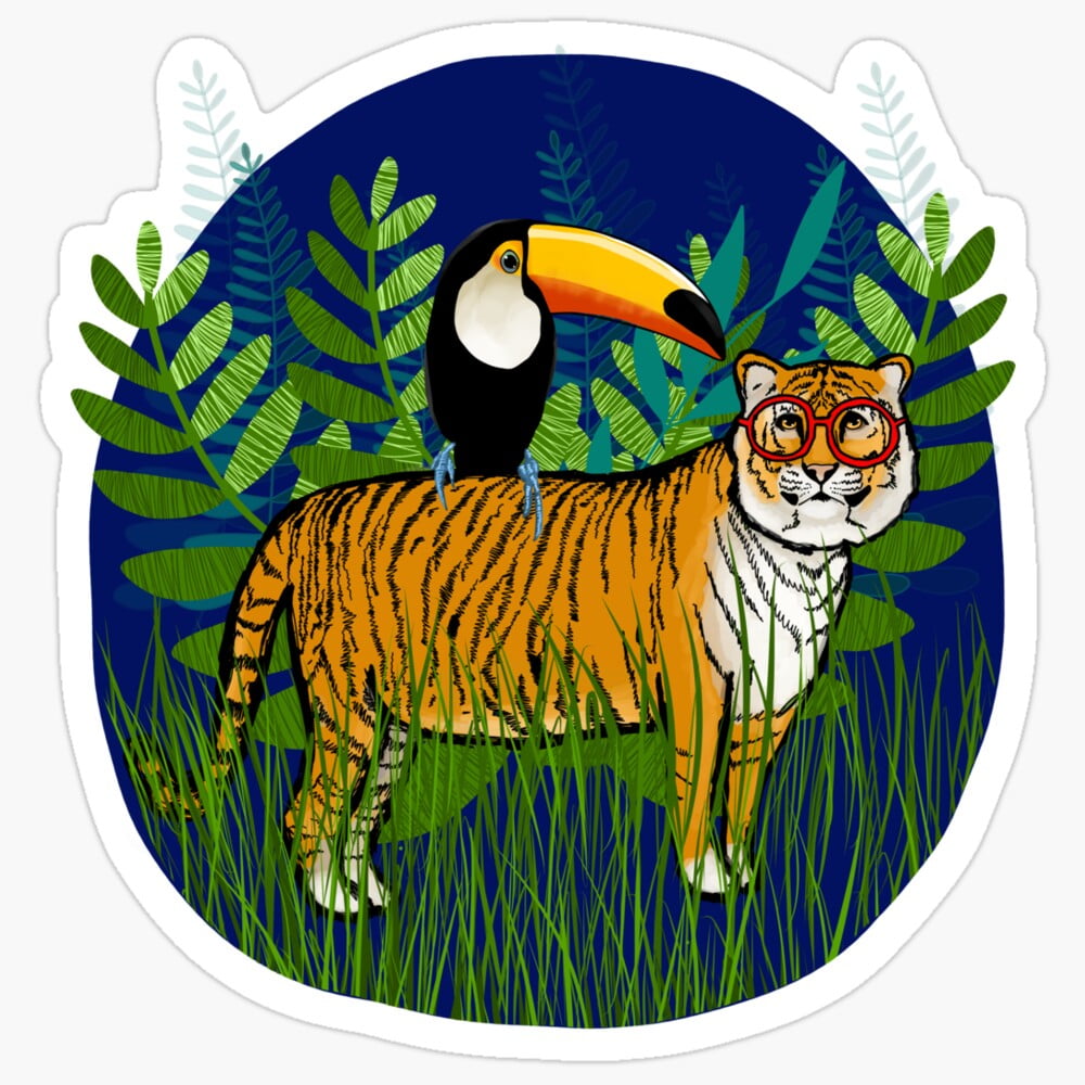KIRAKIRA Jungle Tiger and Toucan Sticker. Single, trio, or squad ...