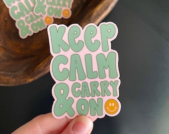 KIRAKIRA Keep Calm & Carry On Sticker | Vinyl Laptop Sticker, Vinyl ...