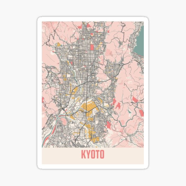 KIRAKIRA Kyoto City Map Chalk Retro City Map Poster Sticker - Walmart.com