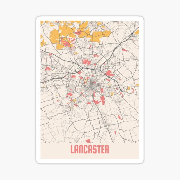 KIRAKIRA Lancaster City Map Chalk Retro City Map Poster Sticker ...