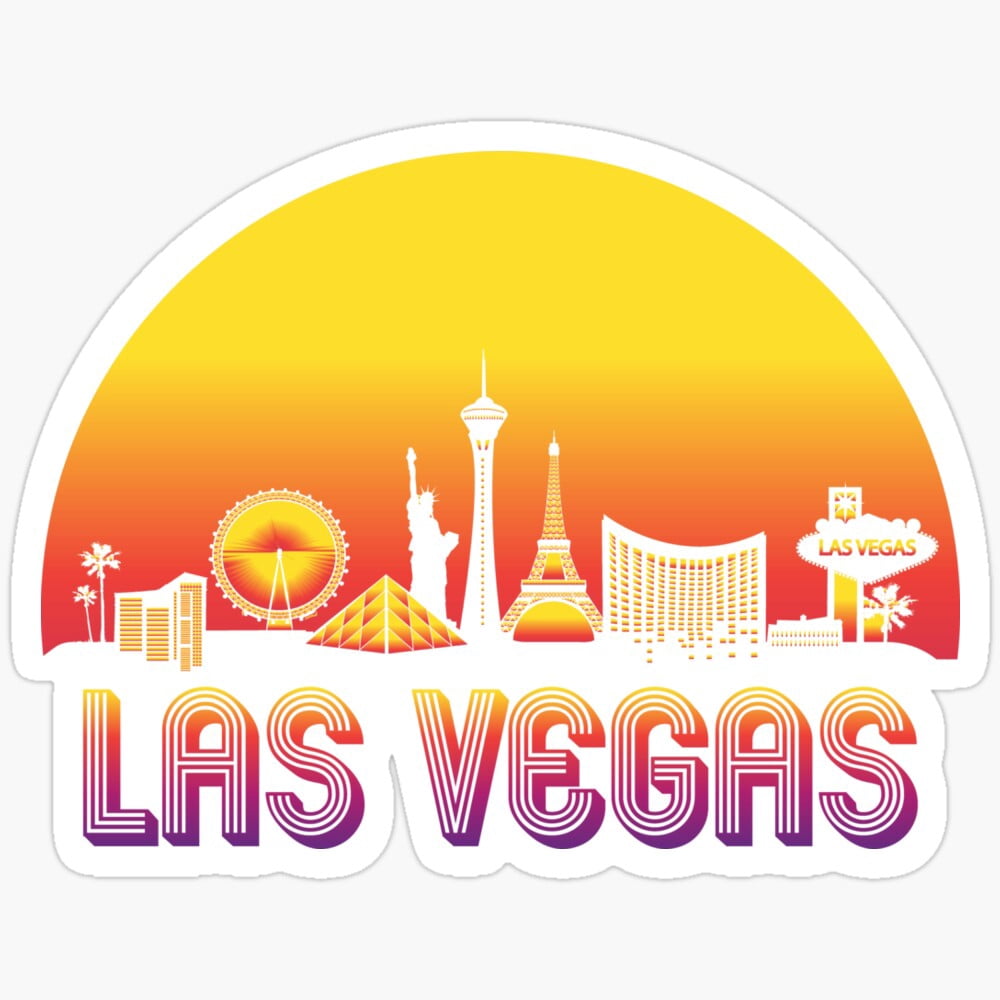 KIRAKIRA Las Vegas City Skyline with Retro Sunset Sticker, Decorate ...