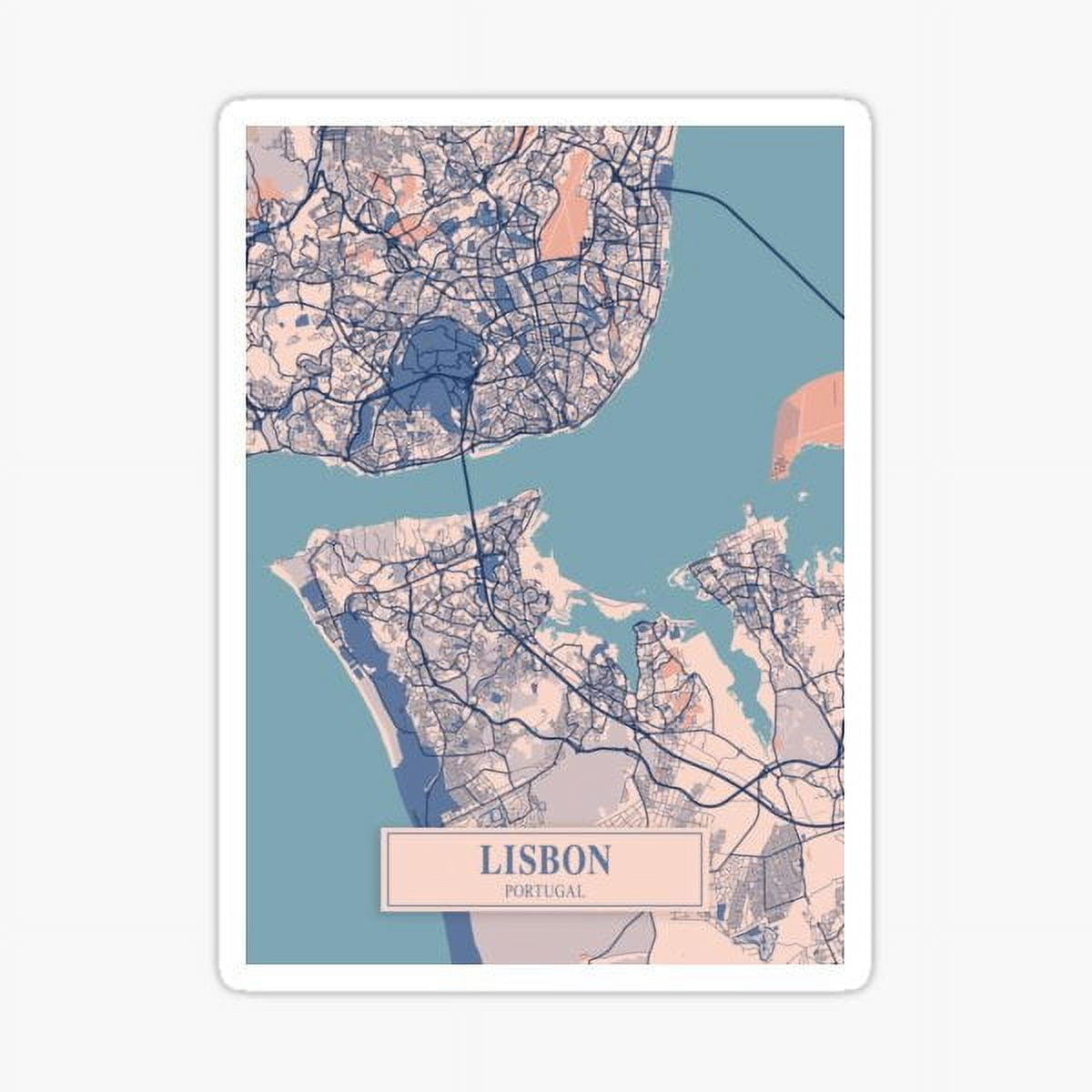 KIRAKIRA Lisbon City Map Sticker - Walmart.com