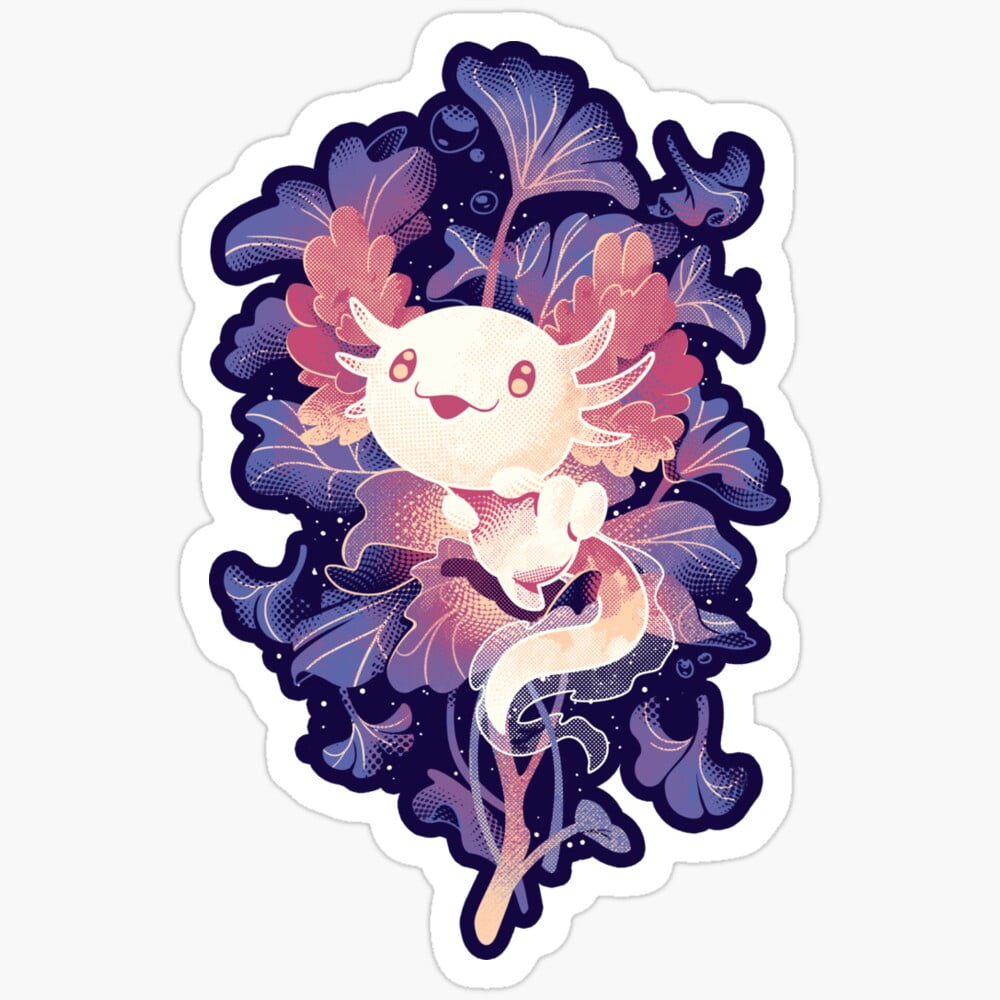 KIRAKIRA Little Axo - Cute Underwater Salamander Sticker. Single, trio ...