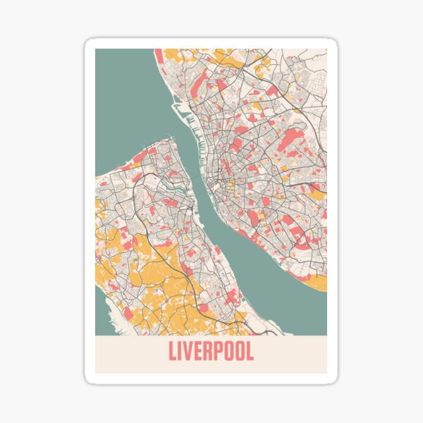 KIRAKIRA Liverpool City Map Chalk Retro City Map Poster Sticker ...
