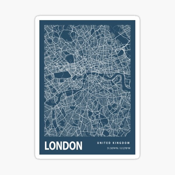 KIRAKIRA London Blueprint City Map Sticker - Walmart.com