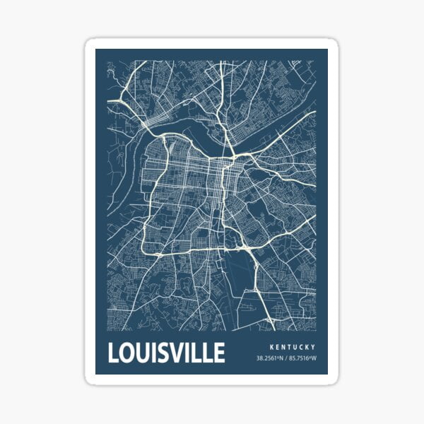 KIRAKIRA Louisville Blueprint City Map Sticker - Walmart.com