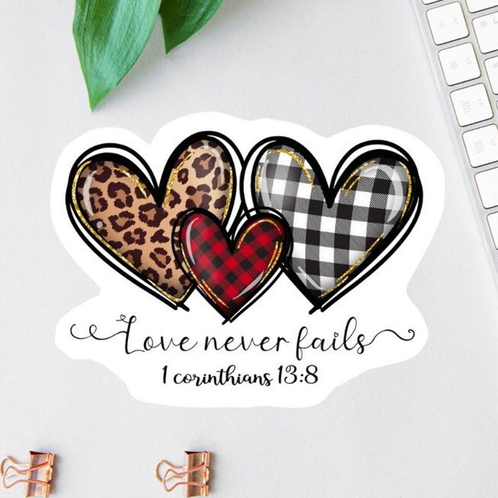 KIRAKIRA Love Never Fails Sticker, Clear Laptop Sticker, Water Bottle ...
