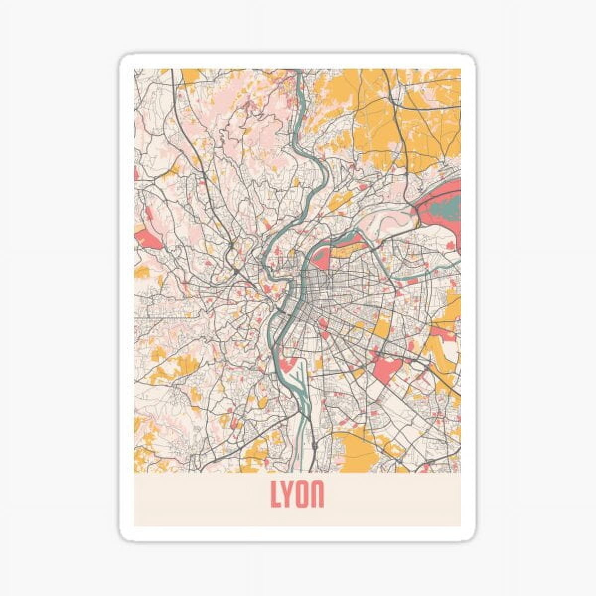 KIRAKIRA Lyon City Map Chalk Retro City Map Sticker - Walmart.com