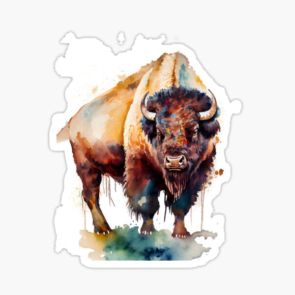 KIRAKIRA Majestic American Bison Wildlife Collection - Watercolor Art ...