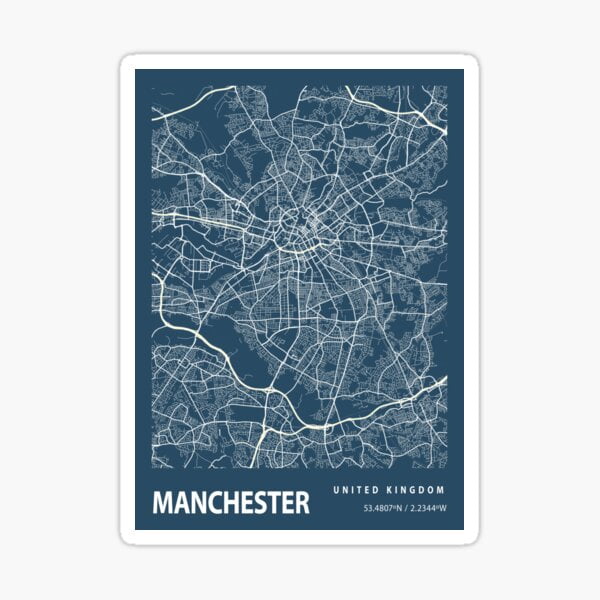 KIRAKIRA Manchester Blueprint City Map Sticker - Walmart.com