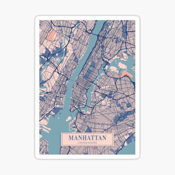KIRAKIRA Manhattan City Map Sticker - Walmart.com