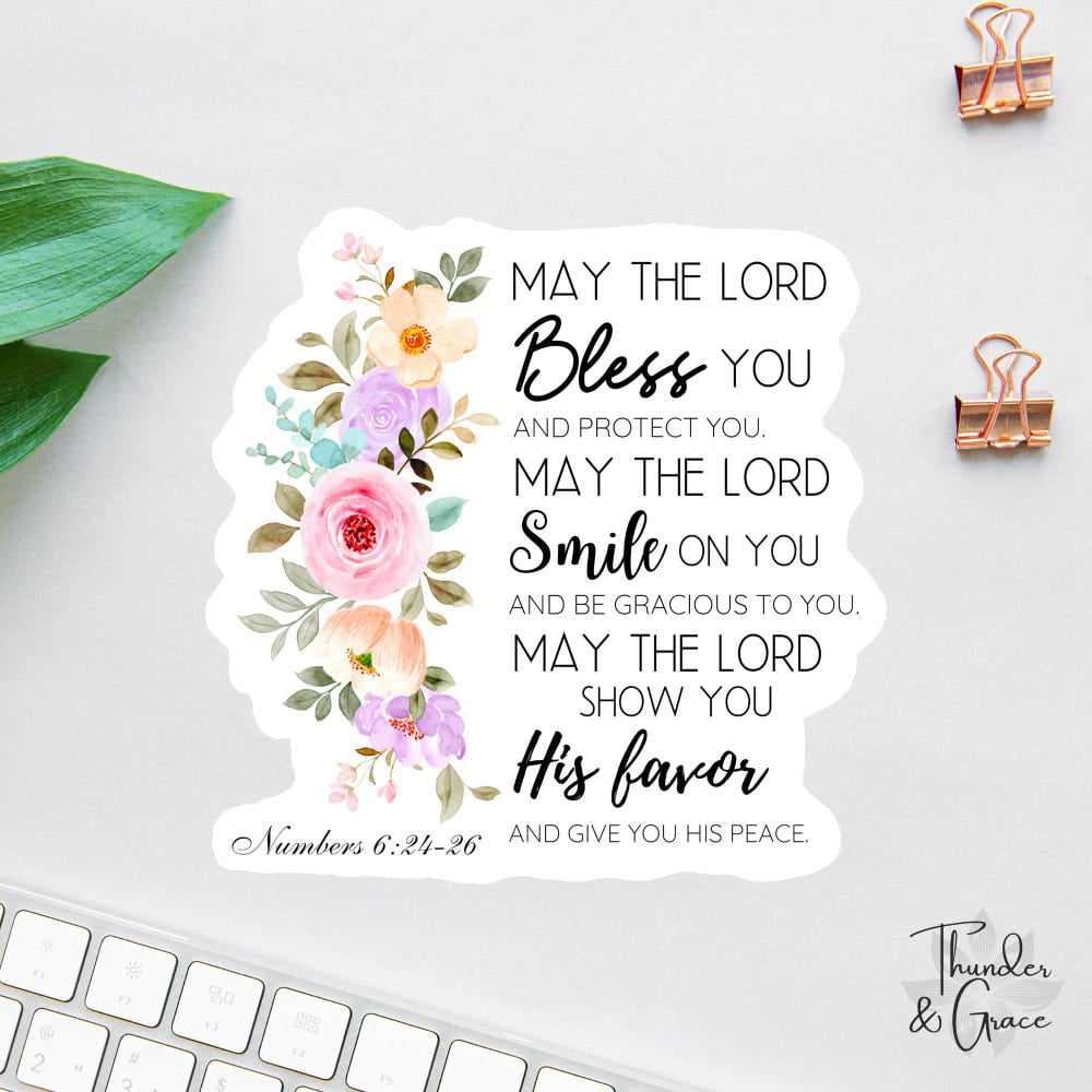 KIRAKIRA May The Lord Bless You Sticker, Numbers 6:24, Christian ...