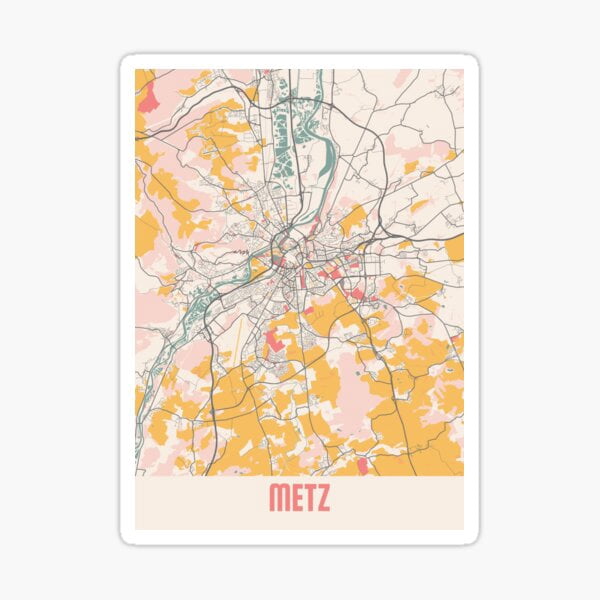 KIRAKIRA Metz City Map Chalk Retro City Map Poster Sticker - Walmart.com
