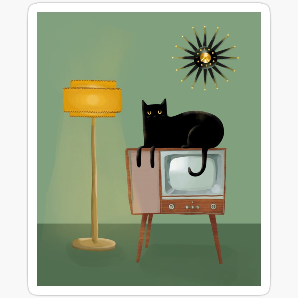 KIRAKIRA Mid Century TV Cat Sticker. Single, trio, or squad — Collect them all! - Walmart.com