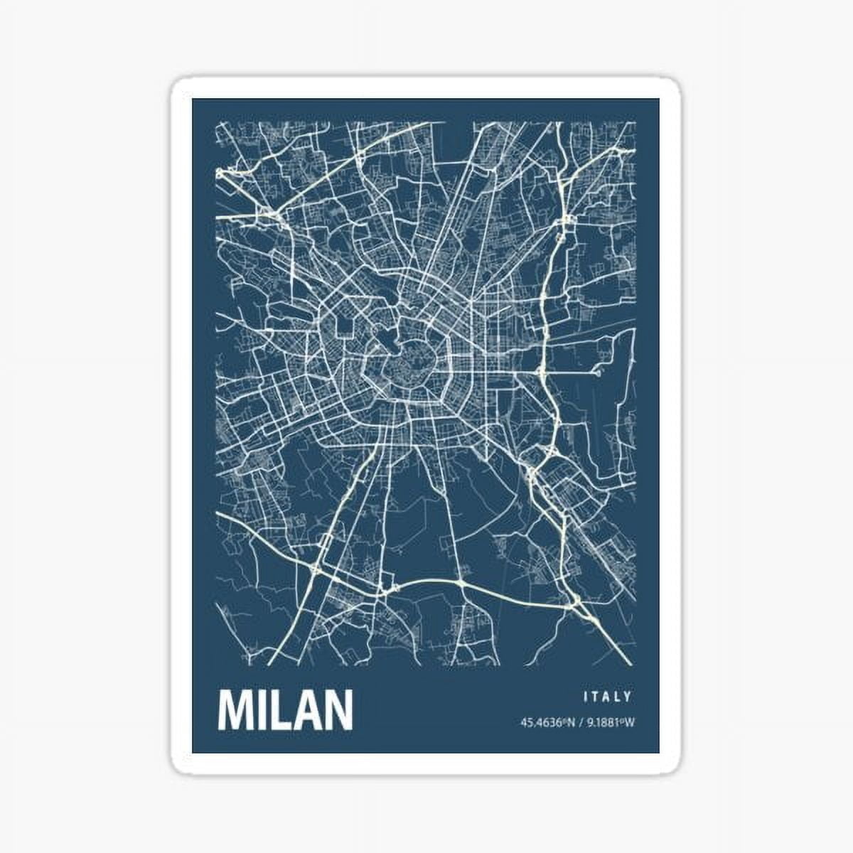 KIRAKIRA Milan Blueprint City Map Sticker - Walmart.com