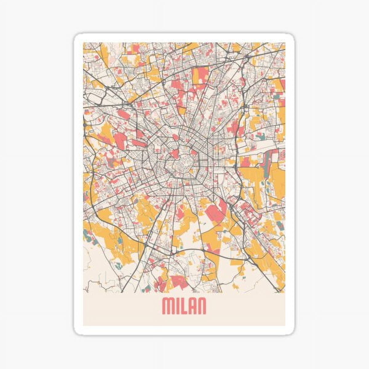 KIRAKIRA Milan City Map Chalk Retro City Map Poster Sticker - Walmart.com
