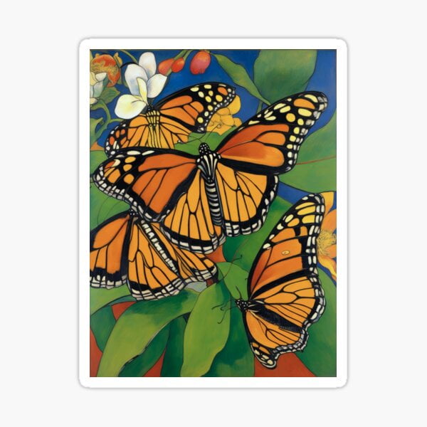 KIRAKIRA Monarch Butterflies Painting Paul Gauguin Inspired Sticker ...