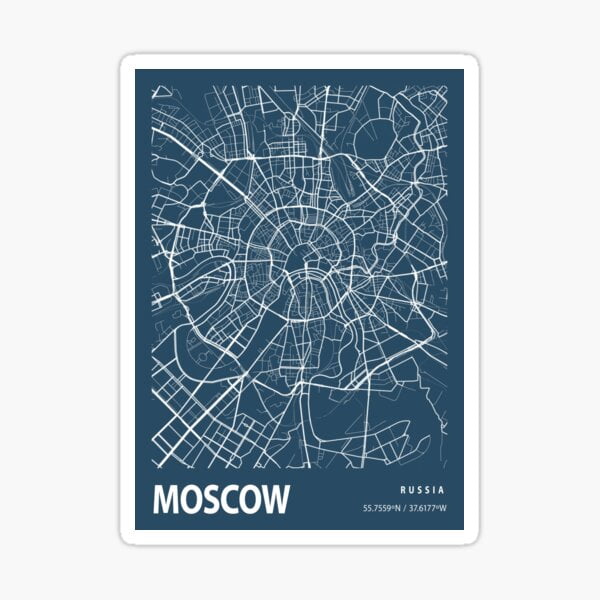 KIRAKIRA Moscow Blueprint City Map Sticker - Walmart.com
