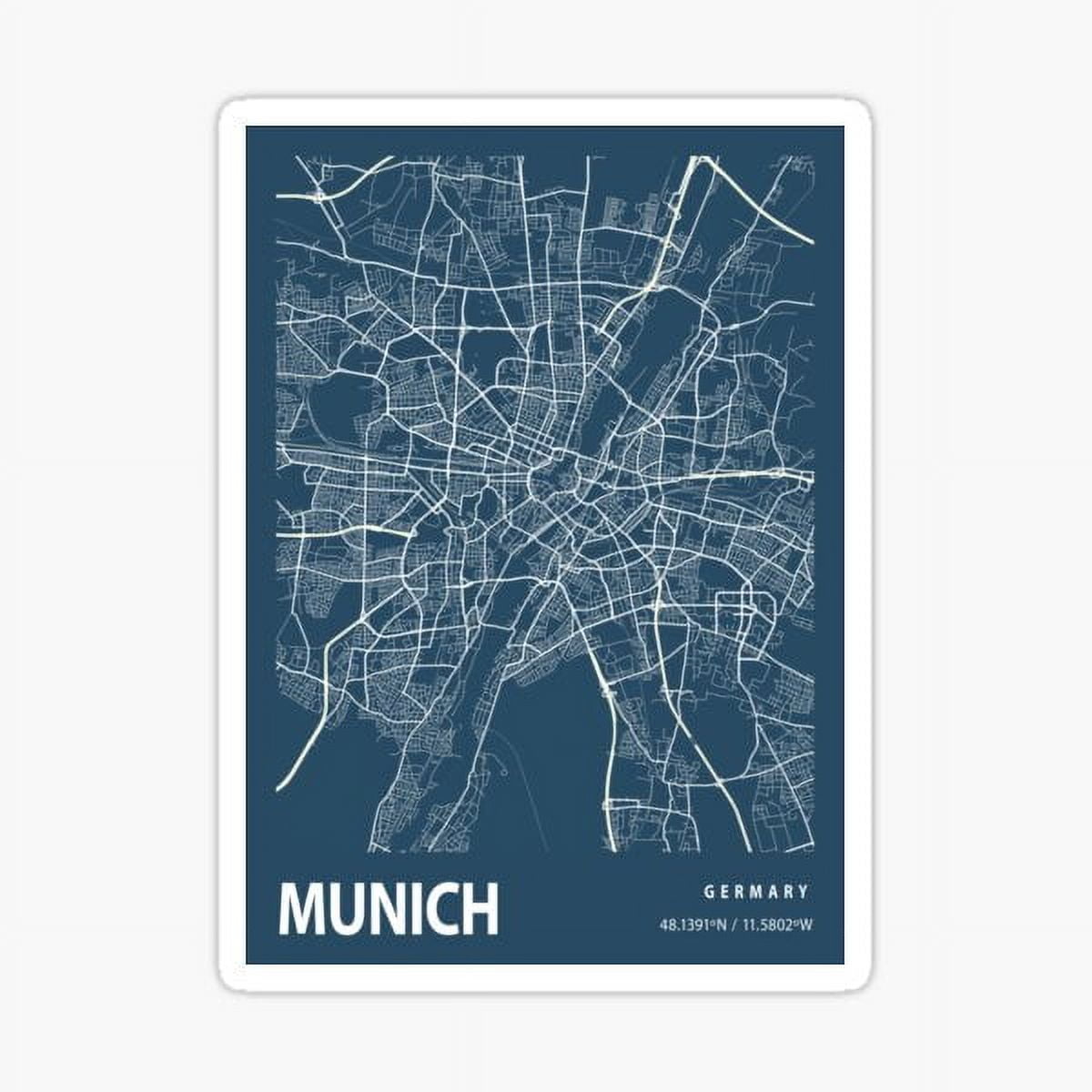 KIRAKIRA Munich Blueprint City Map Sticker - Walmart.com