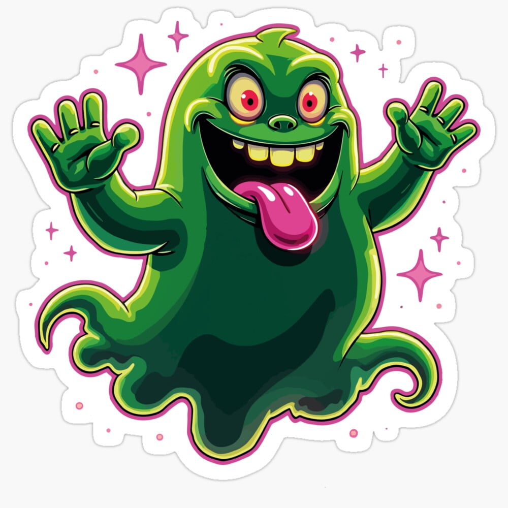 KIRAKIRA Neon ghost-Ghostbusters Slimer Sticker, Decorate laptops ...