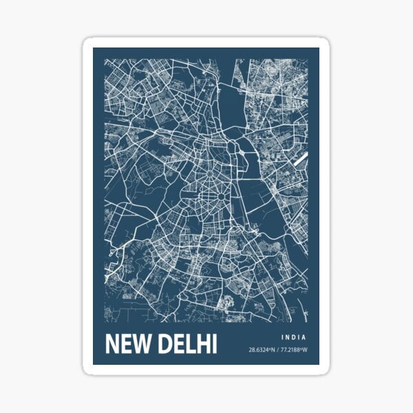 KIRAKIRA New Delhi Blueprint City Map Sticker - Walmart.com