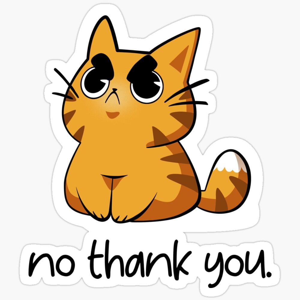 KIRAKIRA No thank you - Angry Cute Cat Sticker. Single, trio, or squad — Collect them all ...