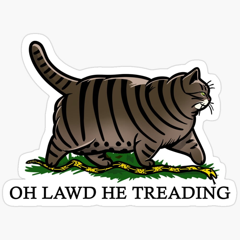 KIRAKIRA Oh Lawd He Treading Tabby Cat Sticker. Single, trio, or squad — Collect them all ...