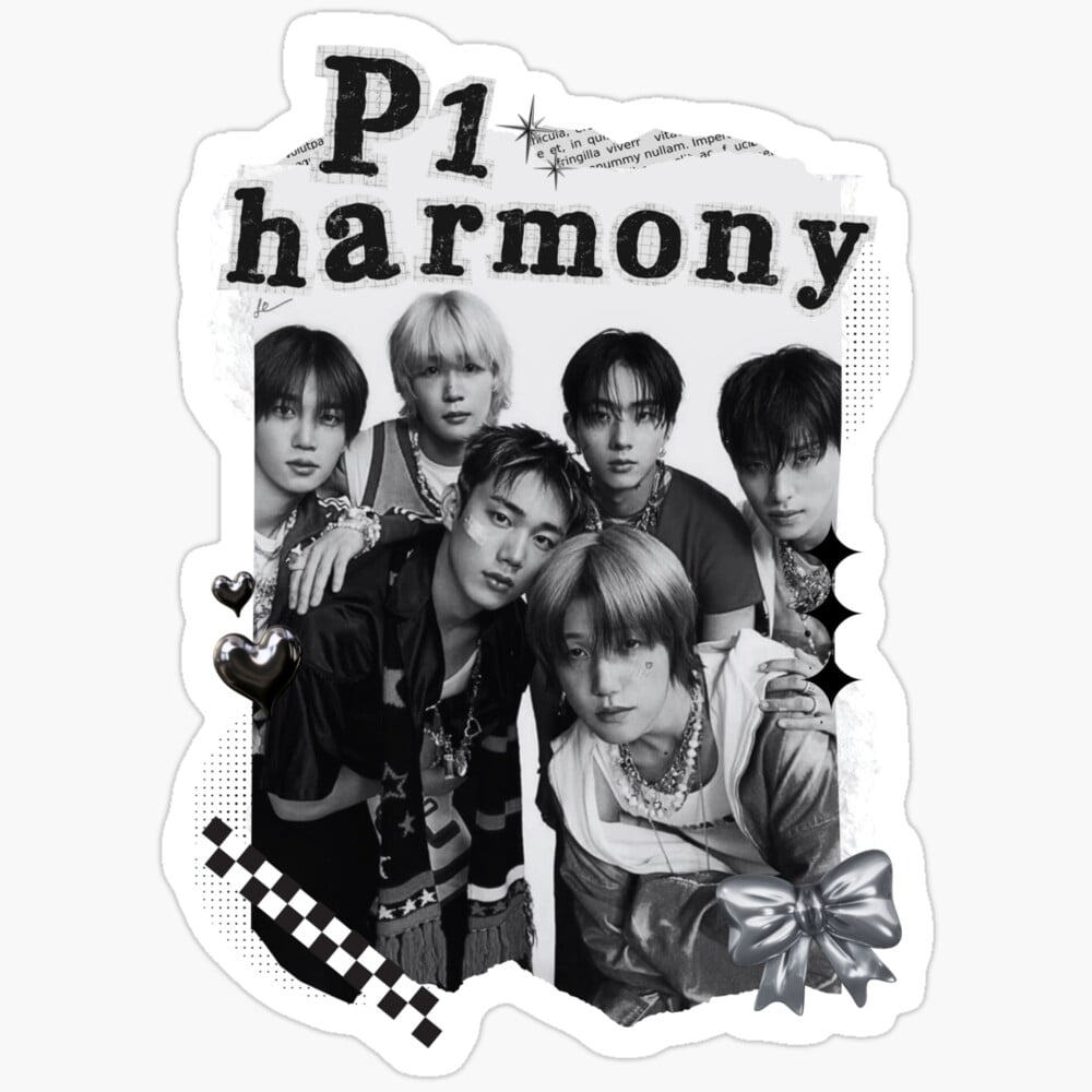 KIRAKIRA P1Harmony Black and White K-pop Collage Design Sticker. Single ...