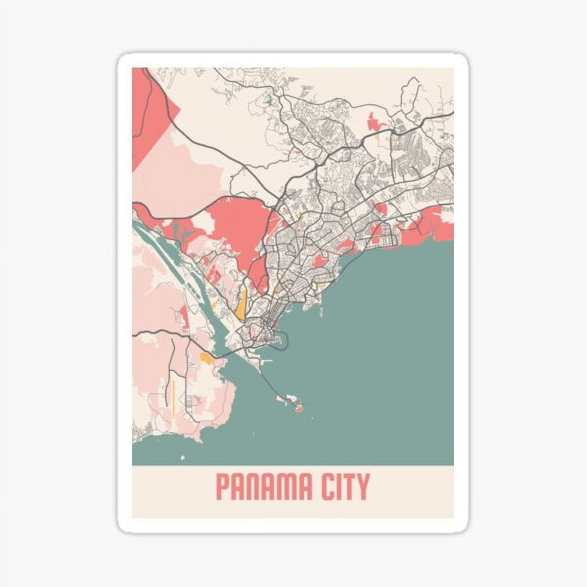 KIRAKIRA Panama City City Map Chalk Retro City Map Poster Sticker ...