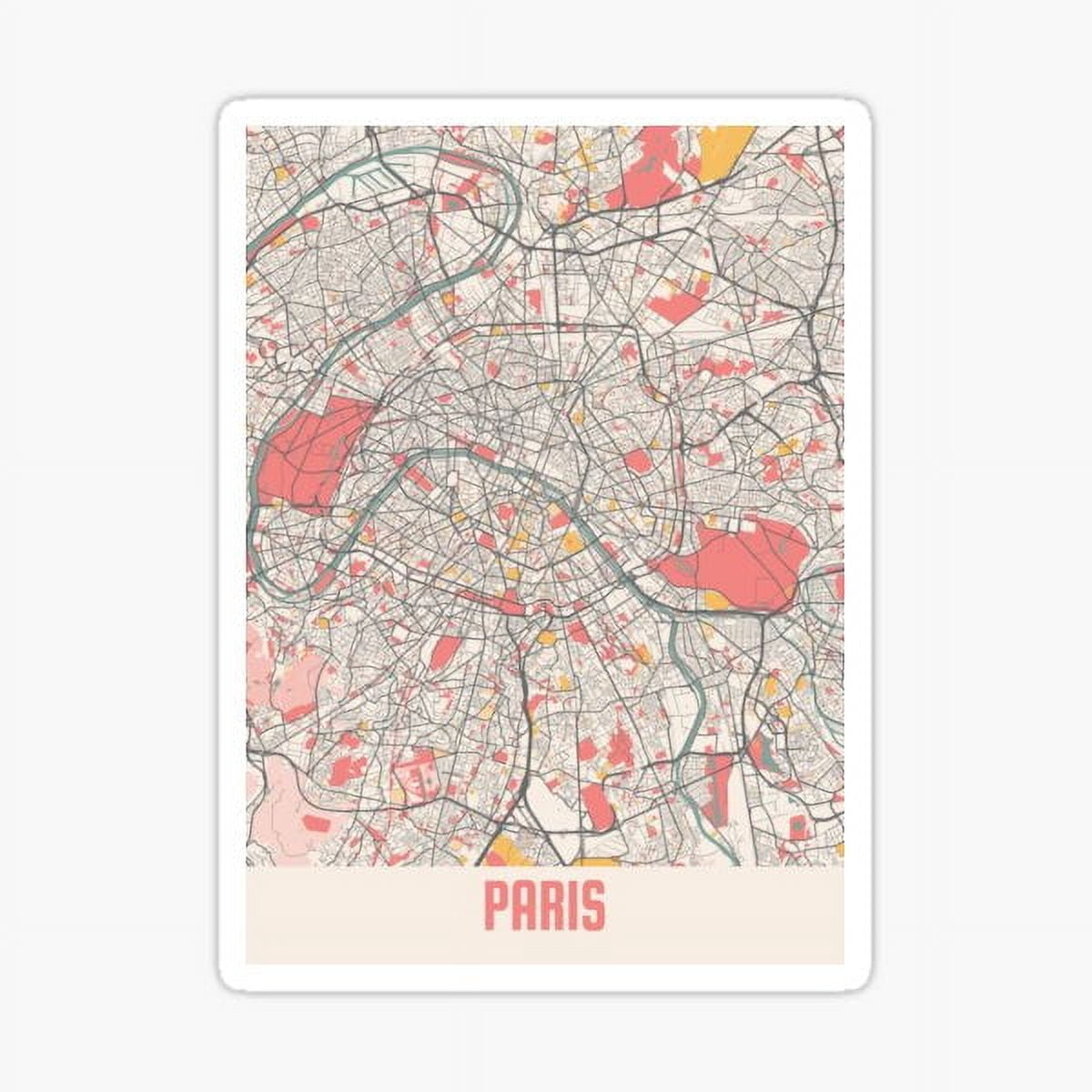 KIRAKIRA Paris City Map Chalk Retro City Map Poster Sticker - Walmart.com