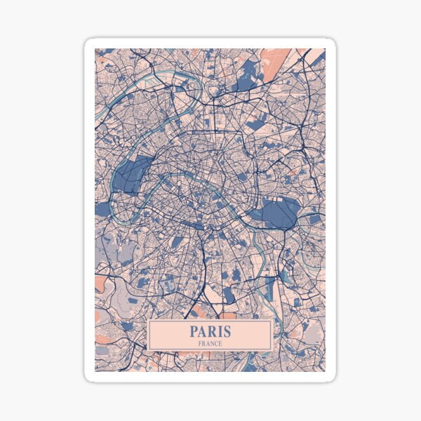 KIRAKIRA Paris City Map Sticker - Walmart.com