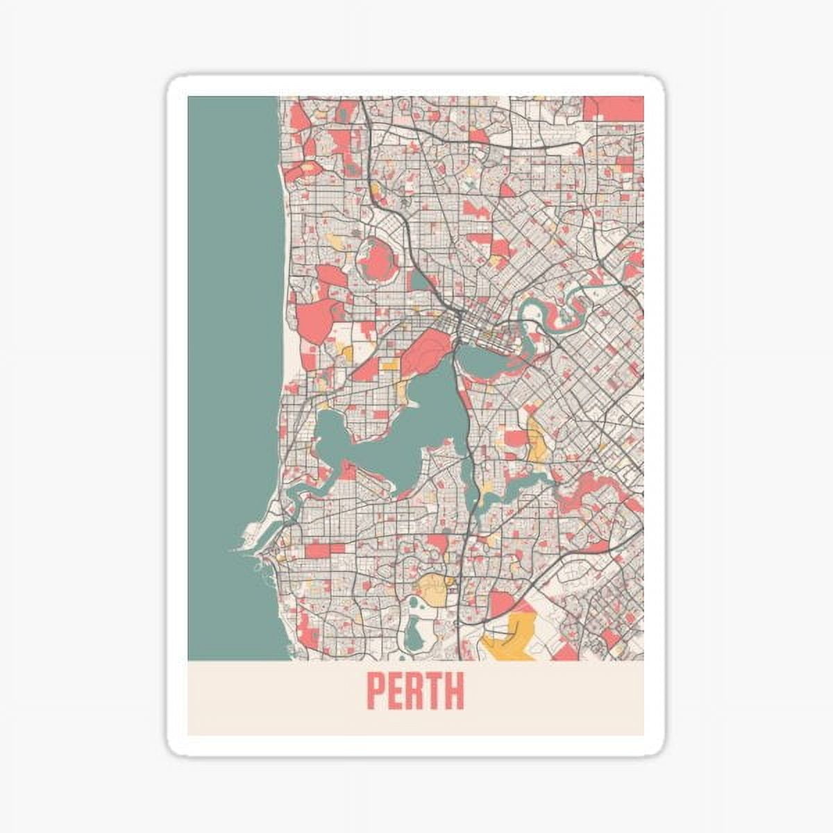 KIRAKIRA Perth City Map Chalk Retro City Map Sticker - Walmart.com