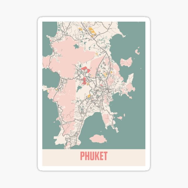 KIRAKIRA Phuket City Map Chalk Retro City Map Poster Sticker - Walmart.com