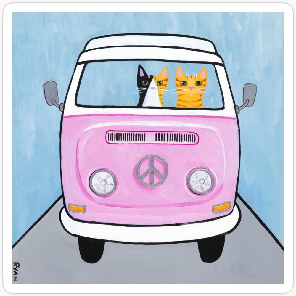 KIRAKIRA Pink Love Bus Cats Sticker. Single, trio, or squad — Collect ...