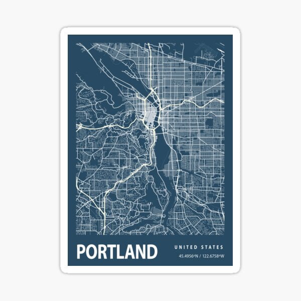 KIRAKIRA Portland Blueprint City Map Sticker - Walmart.com