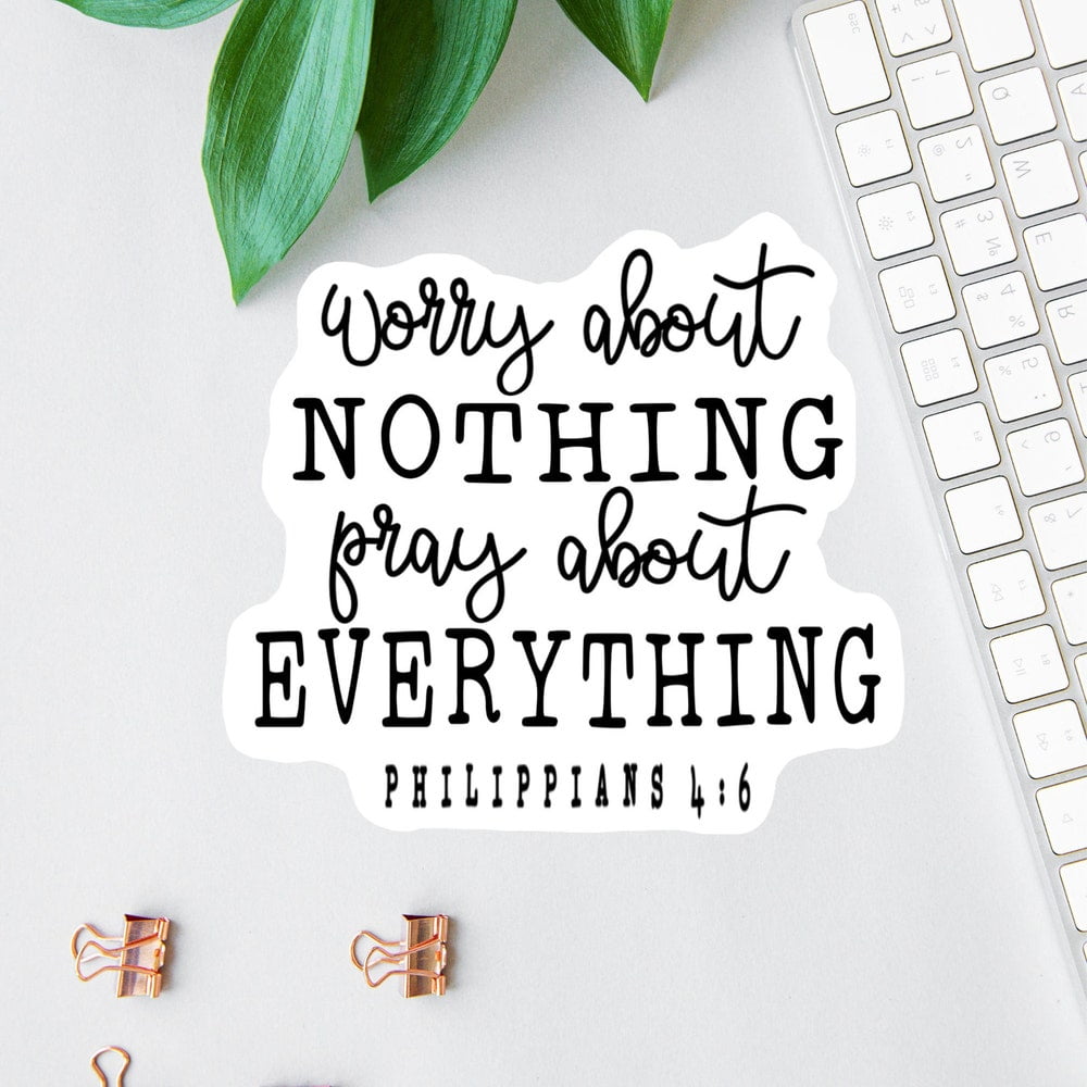 KIRAKIRA Pray About Everything Sticker, Christian Stickers, Laptop ...