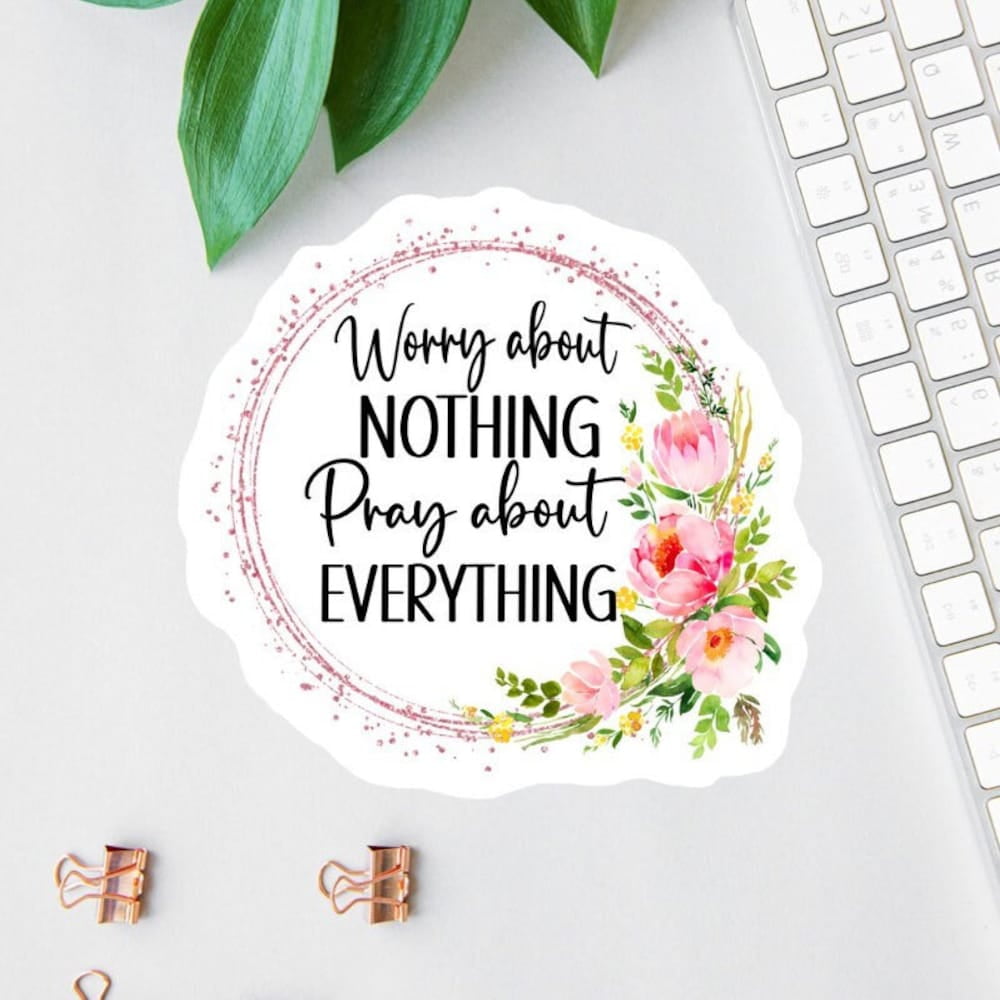 KIRAKIRA Pray About Everything Sticker, Let God Stickers, Laptop ...