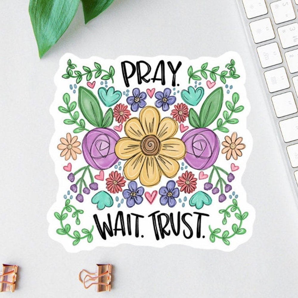 KIRAKIRA Pray Trust Wait Sticker, Just Pray Sticker, Bible Sticker Pack ...
