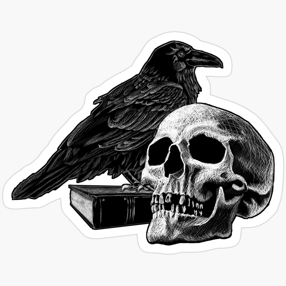 KIRAKIRA Quoth The Raven With Skull Sticker. Gift For You - Decorate ...