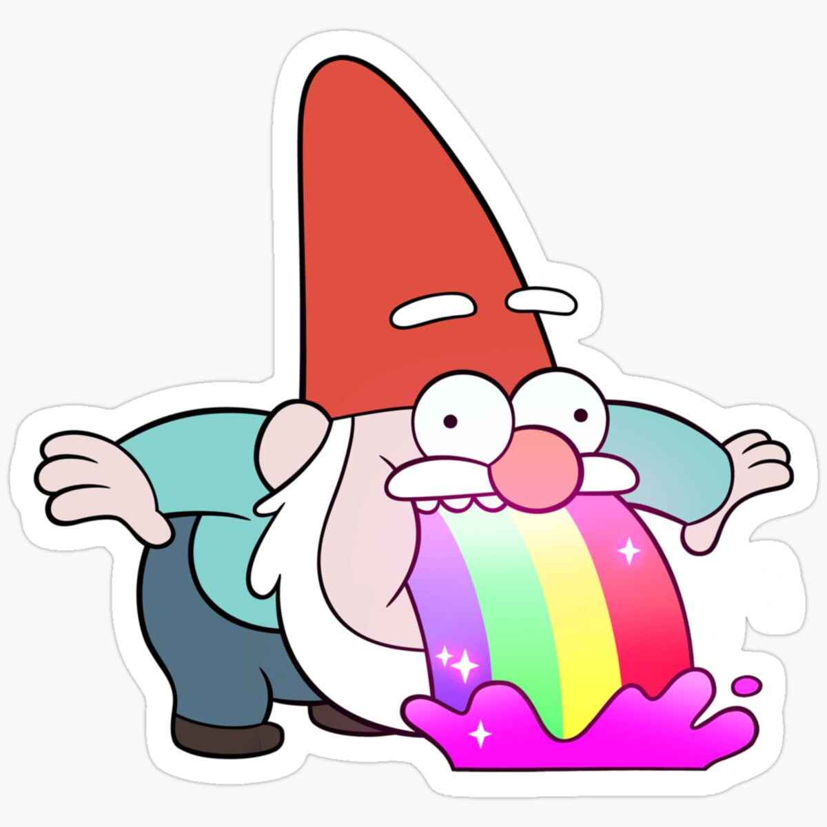 KIRAKIRA Rainbow Vomiting Gnome Sticker. Gift For You - Decorate ...