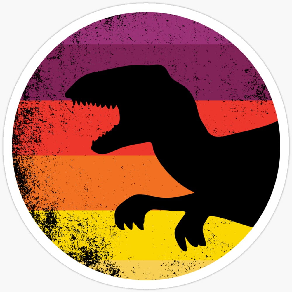 KIRAKIRA Raptor Dinosaur with Retro Background Sticker, Decorate ...