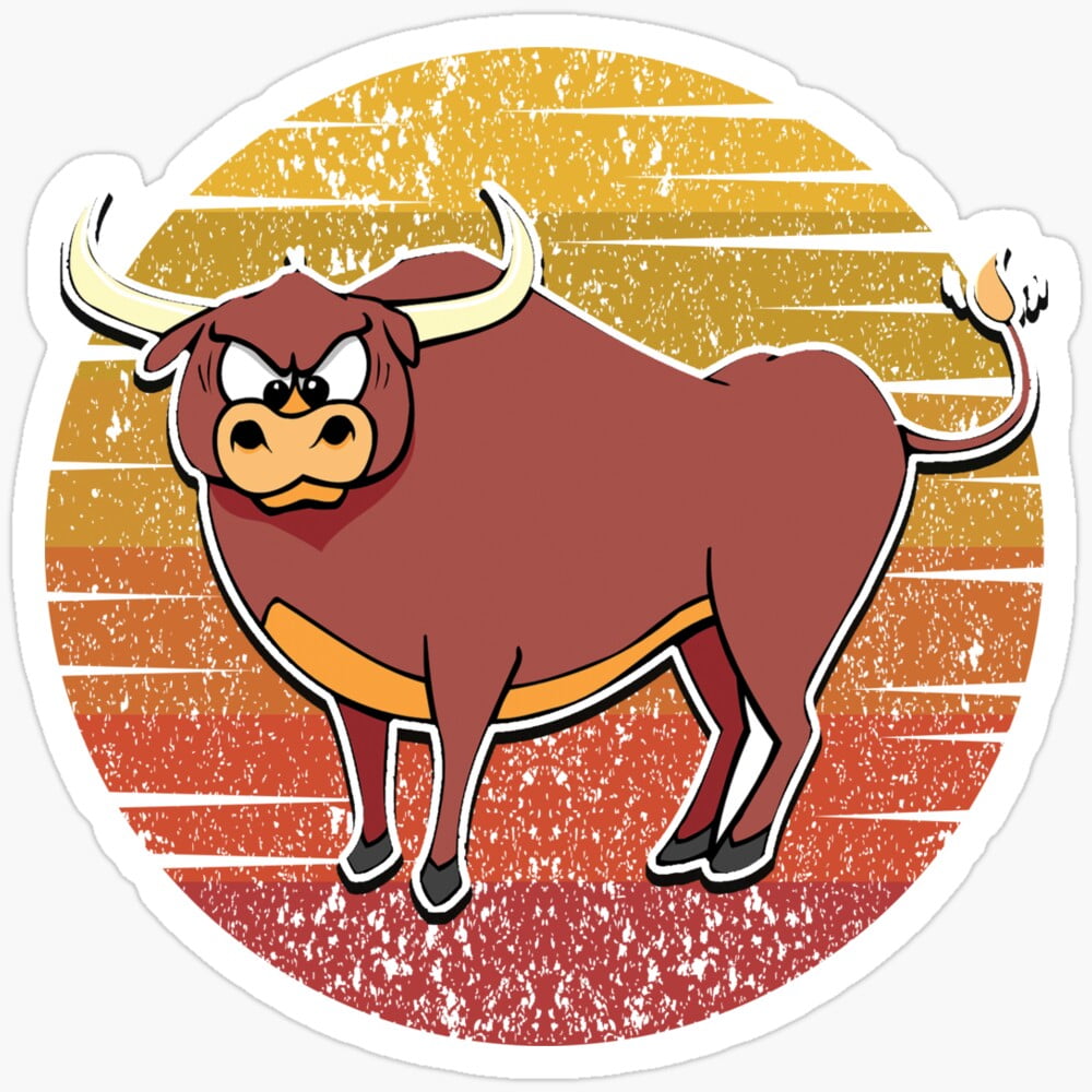 KIRAKIRA Retro Angry Bull Design for Vintage Cow Farmers Sticker ...